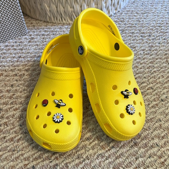 CROCS | Shoes | Gently Worn Bright Yellow Crocs With Jibbitzs M6w8 ...